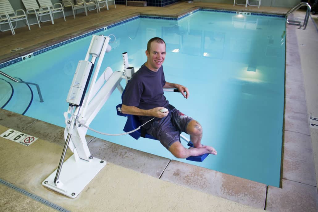 Splash Series Pool Lift with arm rests | Halogen Supply Company