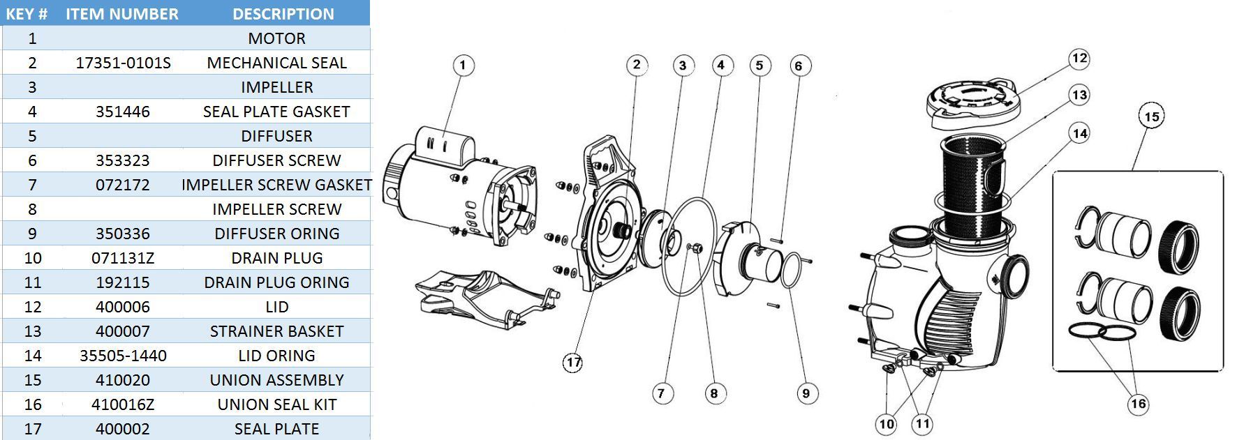 Whisperflo XF Pump Parts Archives | Halogen Supply Company